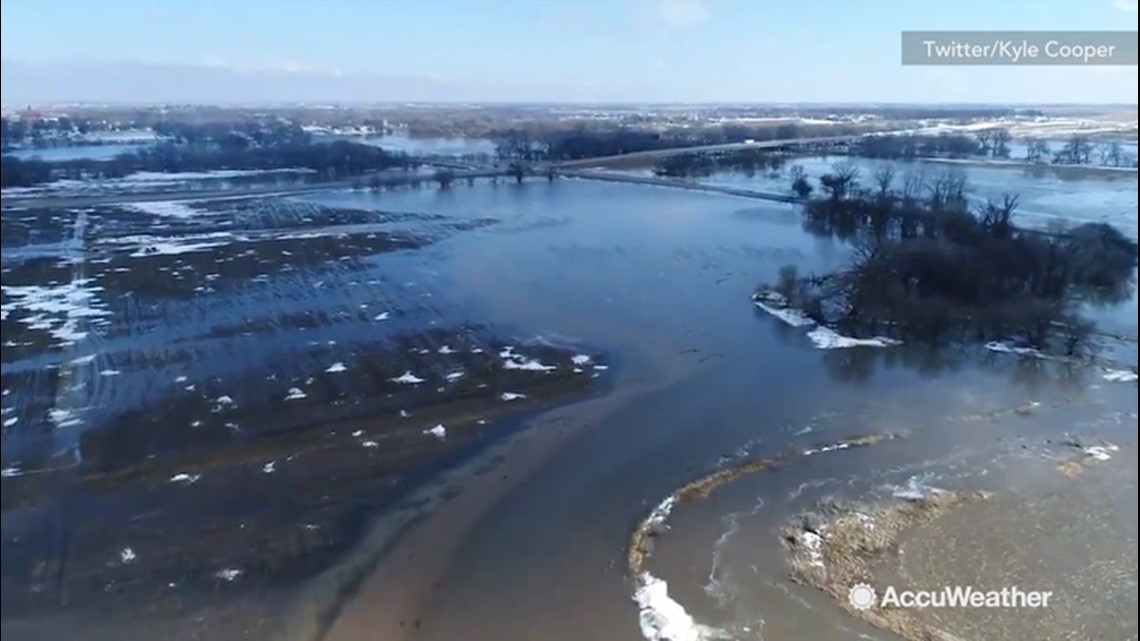 Drone reveals widespread flooding near Wahoo, Nebraska | kgw.com