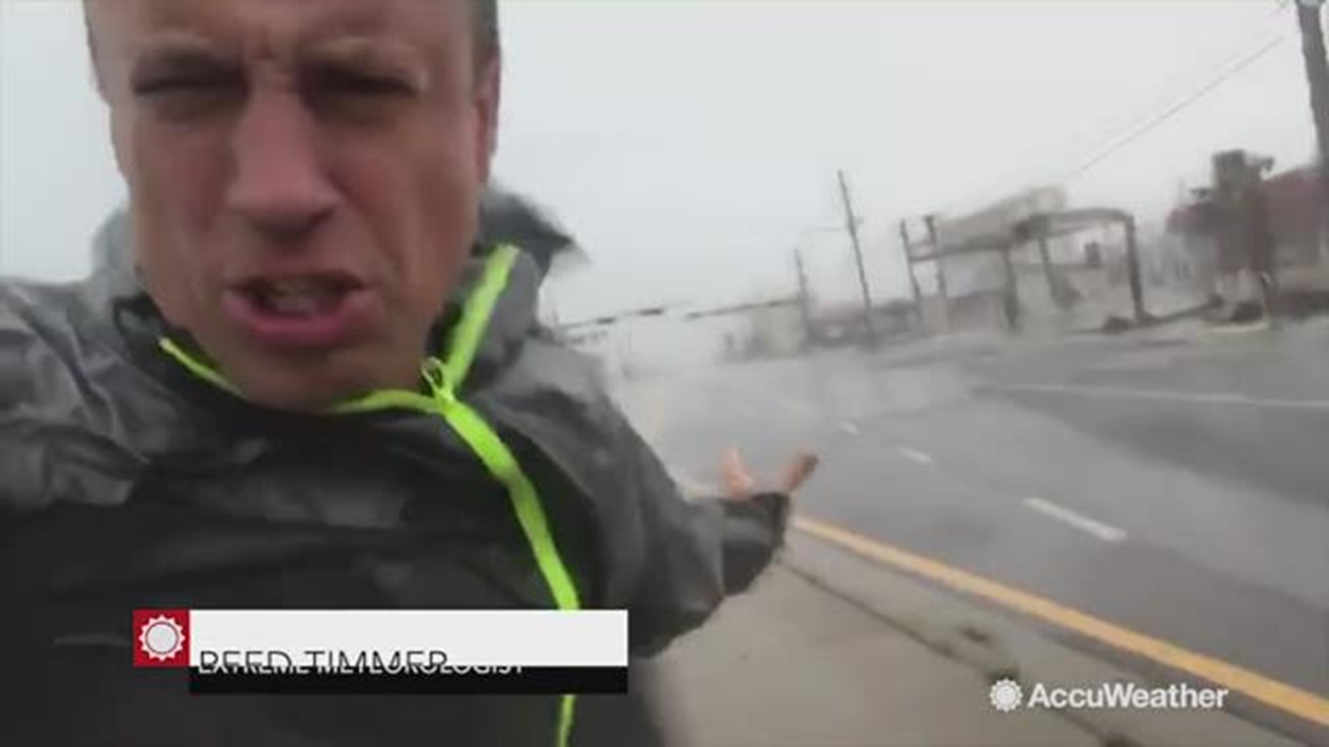 Storm chaser Reed Timmer takes cover after Michael's ferocious winds ...