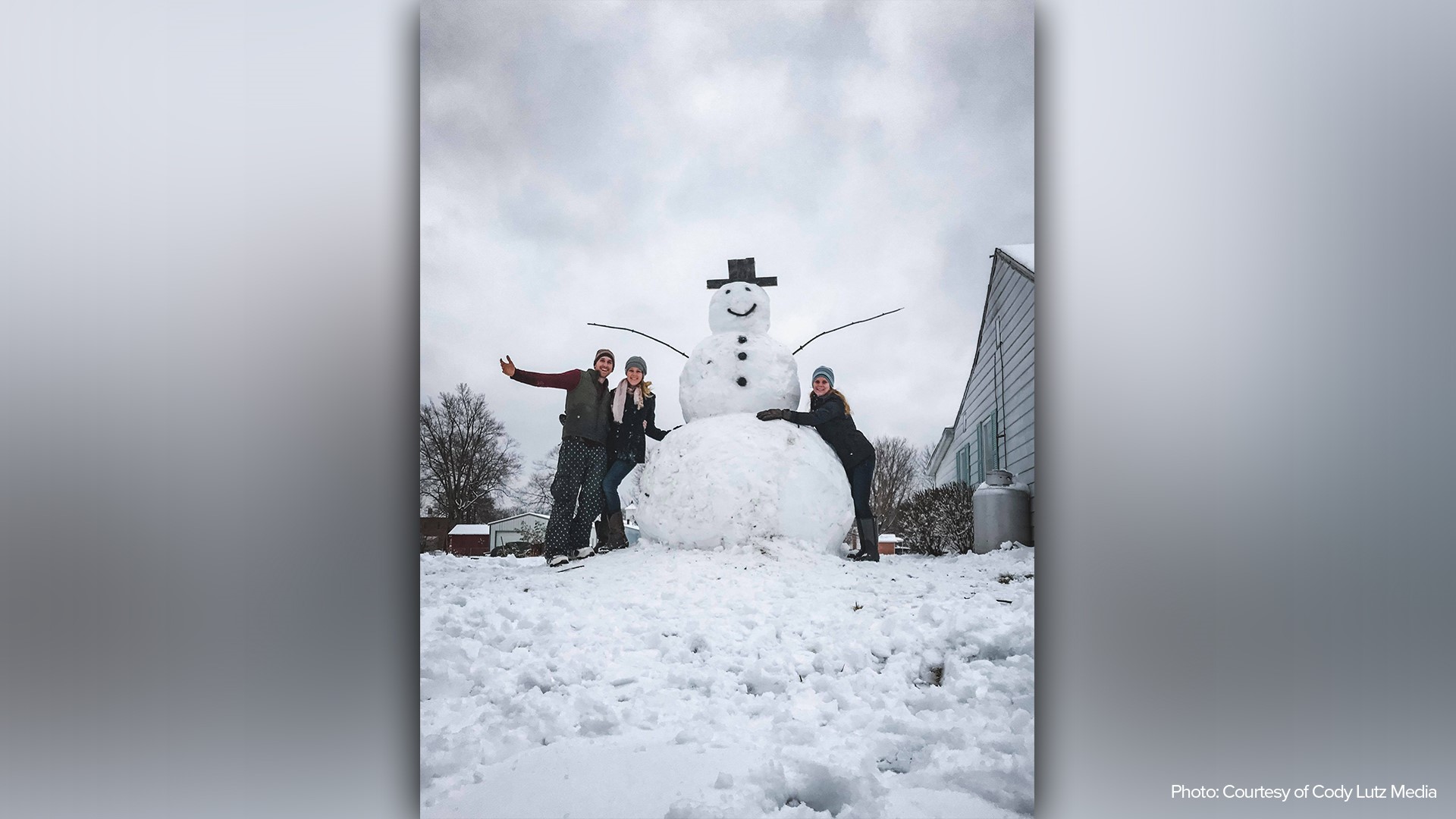 Driver tries to destroy snowman without realizing there's a tree stump ...