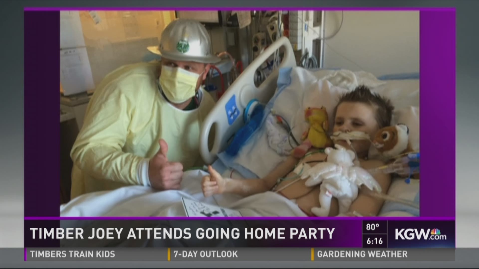 Timber Joey surprises boy, 8, on last day in hospital | kgw.com