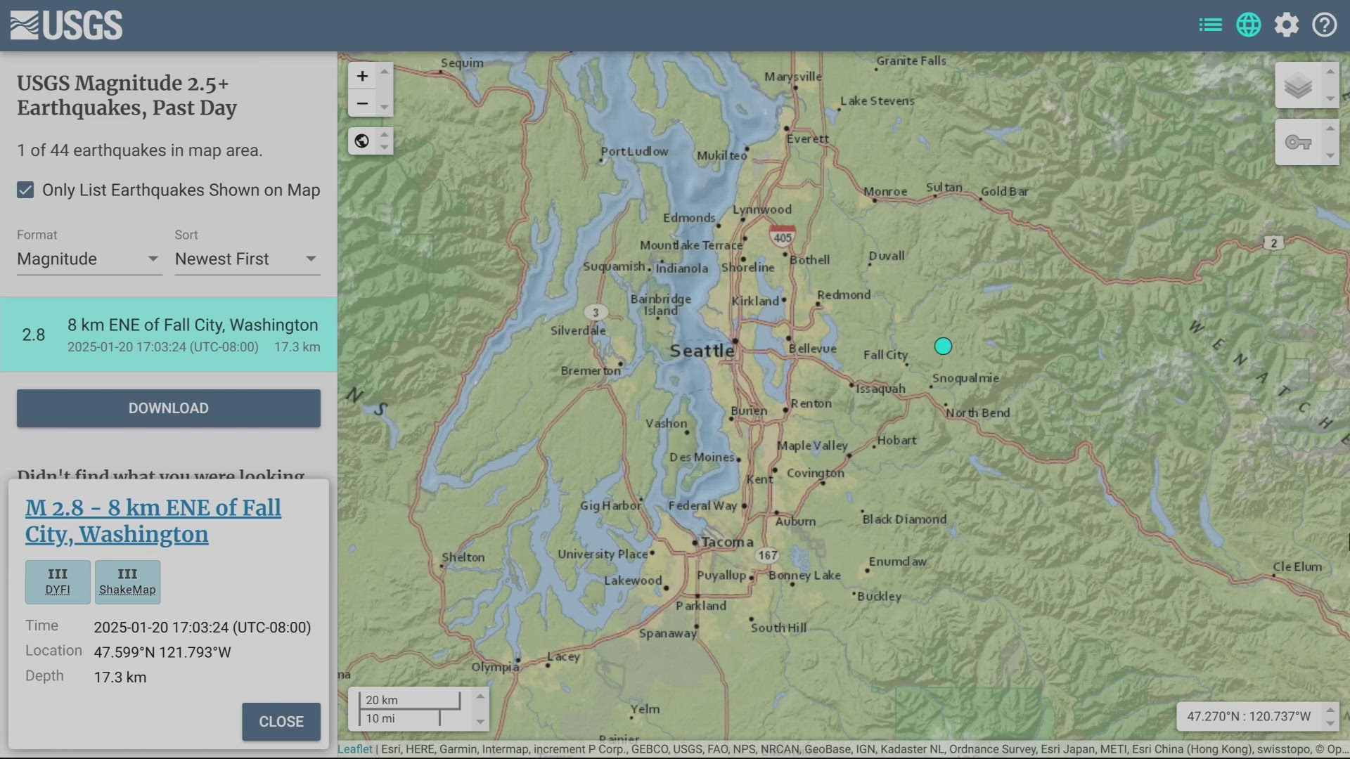 2 earthquakes reported east of Seattle | kgw.com
