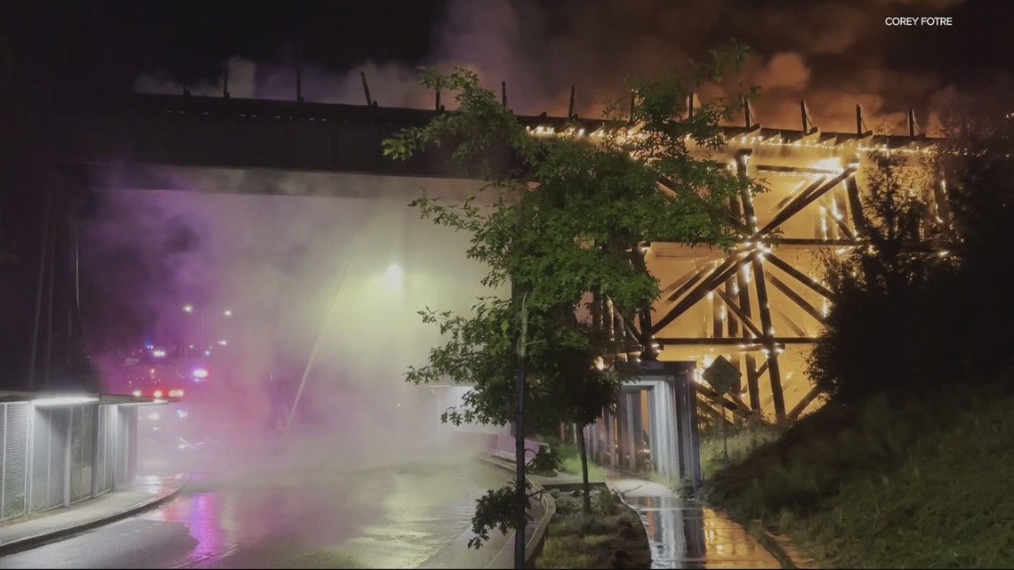 Fire damages train trestle in Newberg; crews stop flames from spreading ...