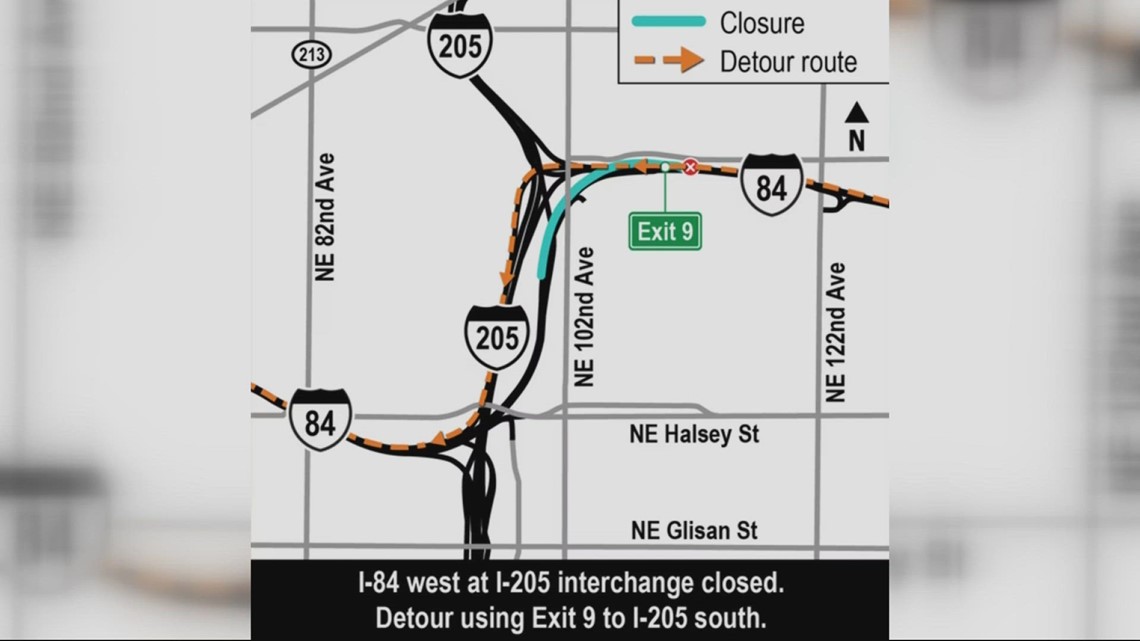 Portland traffic: I-84 west closed at I-205 through the weekend | kgw.com