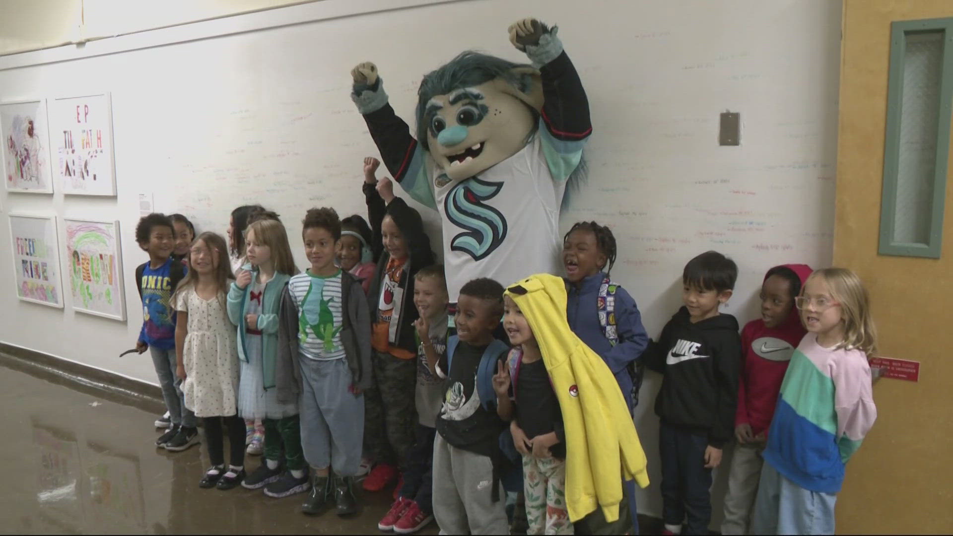 Seattle Kraken mascot pays visit to Portland elementary school as ...