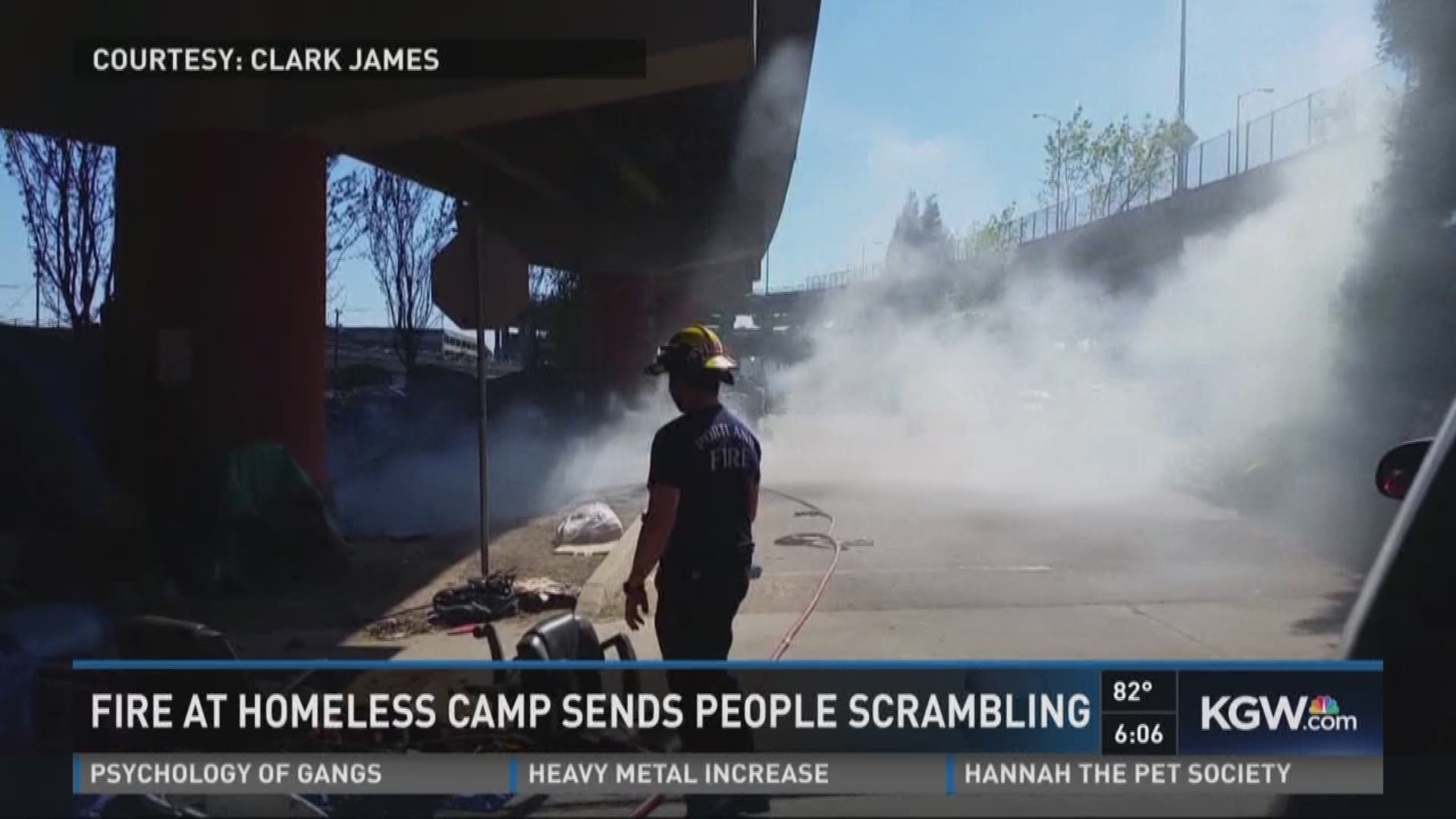 No injuries in fire at Southeast Portland homeless camp | kgw.com