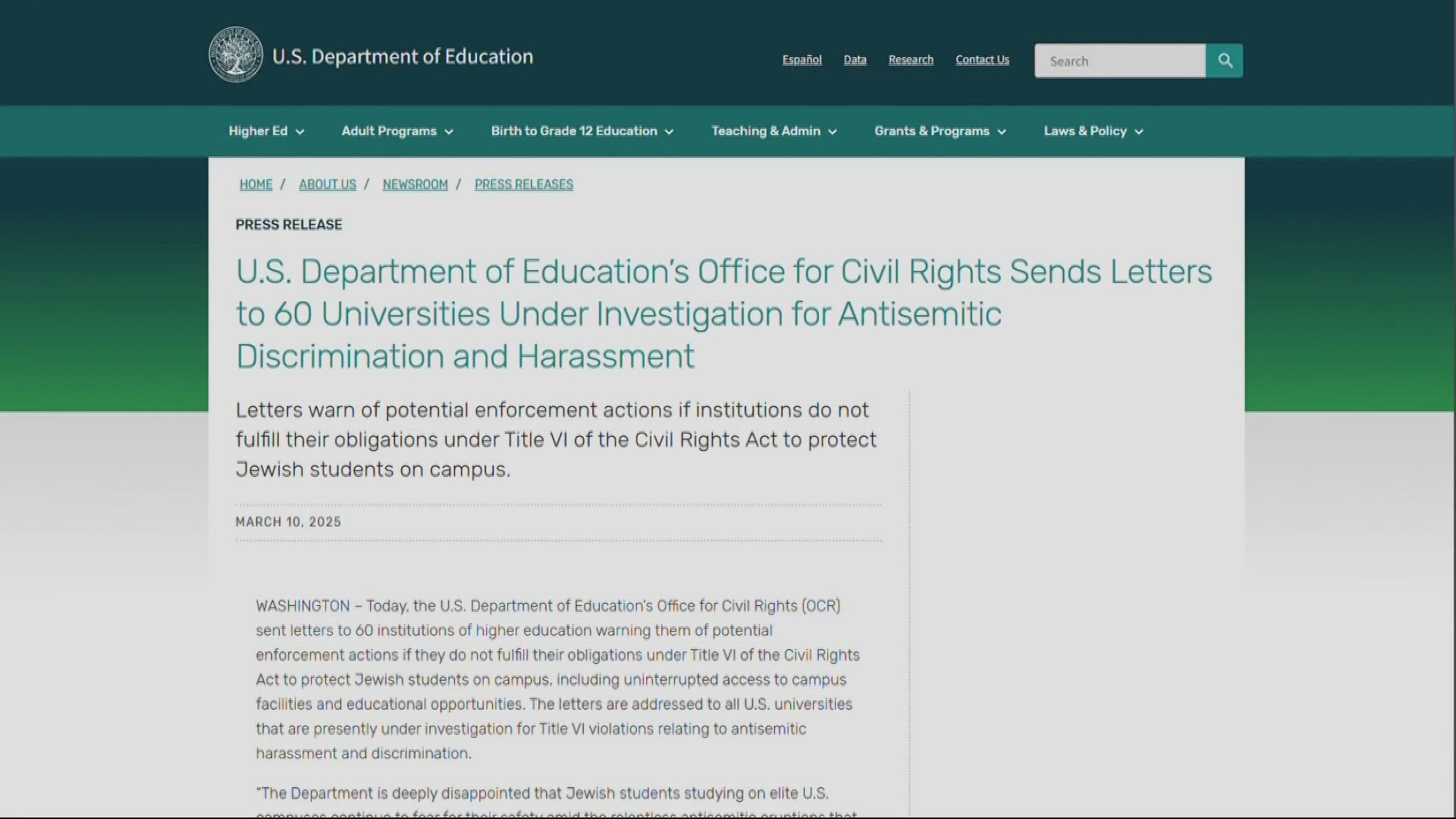 PSU among colleges facing threat to federal funds over alleged ...