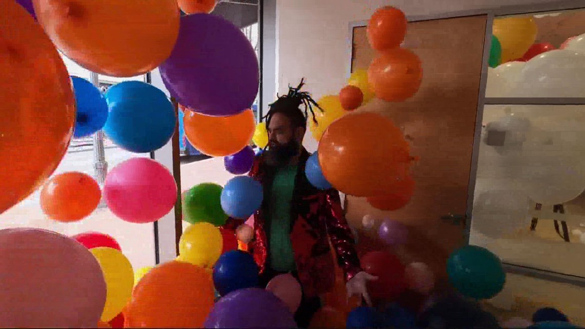 Balloon artist opening 'The Joy Store' art installation in downtown ...