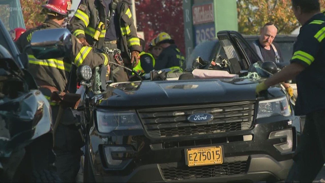 Police cadet injured in crash with truck | kgw.com