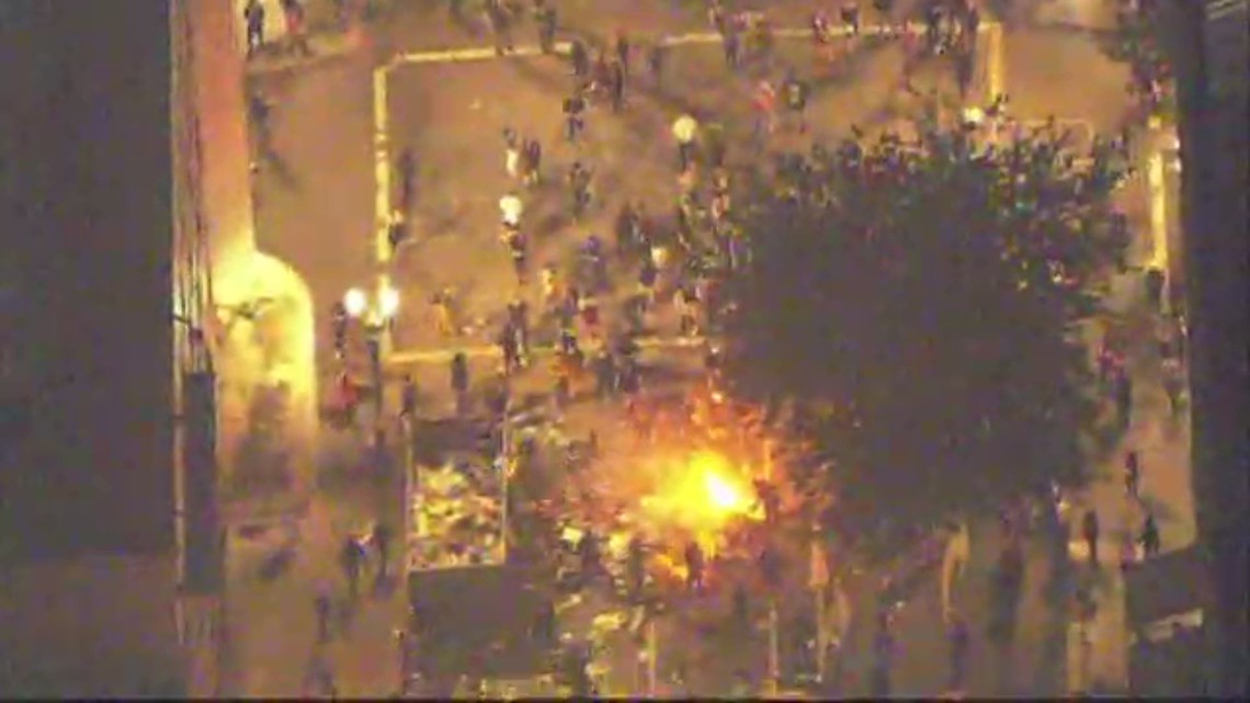 Fire in downtown Portland during riot | kgw.com