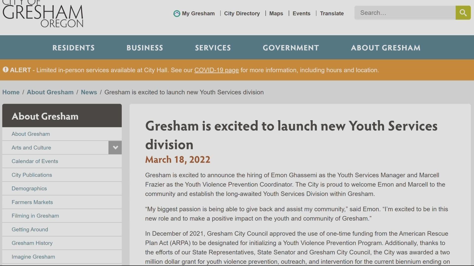 Gresham focusing on youth programs to help curb crime | kgw.com