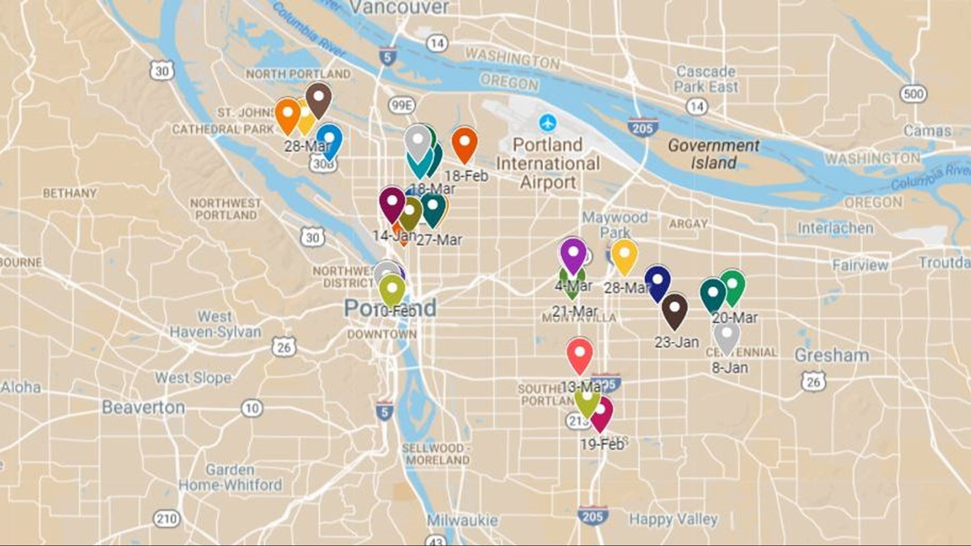 Map: Portland's 31 gang shootings this year clustered in specific ...
