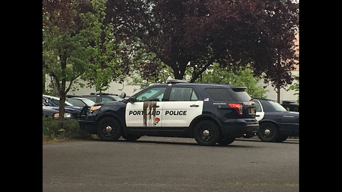 Photos: Paint dumped on Portland police cars | kgw.com