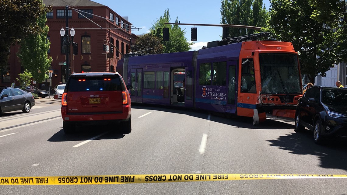 Photos: Portland Streetcar crash closes SE Grand Ave | kgw.com