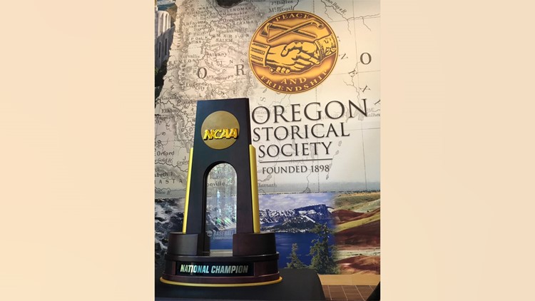Oregon State's title trophy displayed at historical society | kgw.com