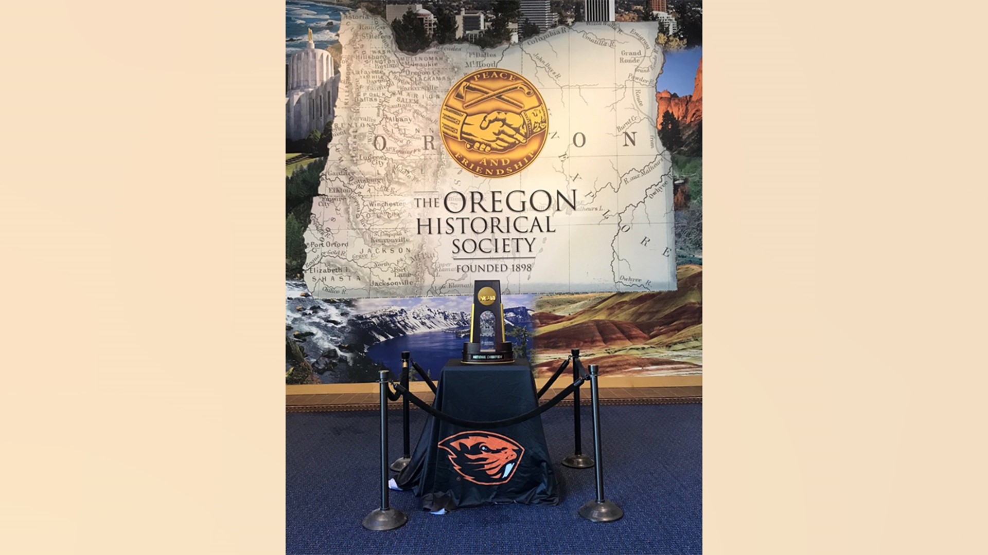 Oregon State's title trophy displayed at historical society | kgw.com