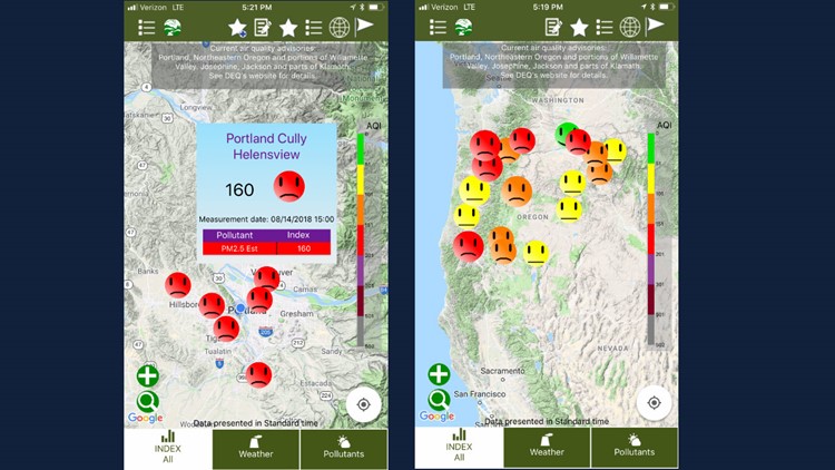 New air quality app maps Oregon wildfire smoke dangers | kgw.com