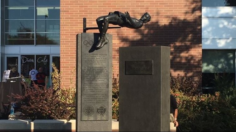 Statue at Oregon State forever immortalizes 'Fosbury Flop' | kgw.com