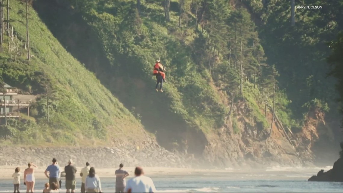 Two people stranded at Proposal Rock rescued by Coast Guard | kgw.com