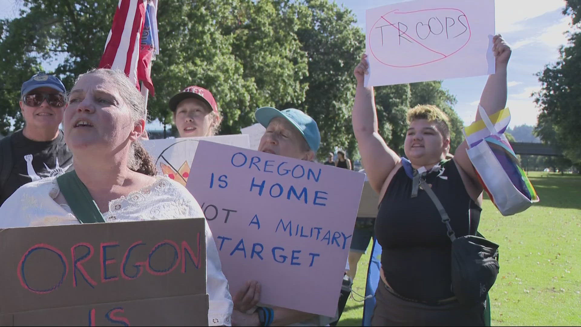 Hundreds protest Trump’s troop plan at Portland Waterfront: 'This is ...