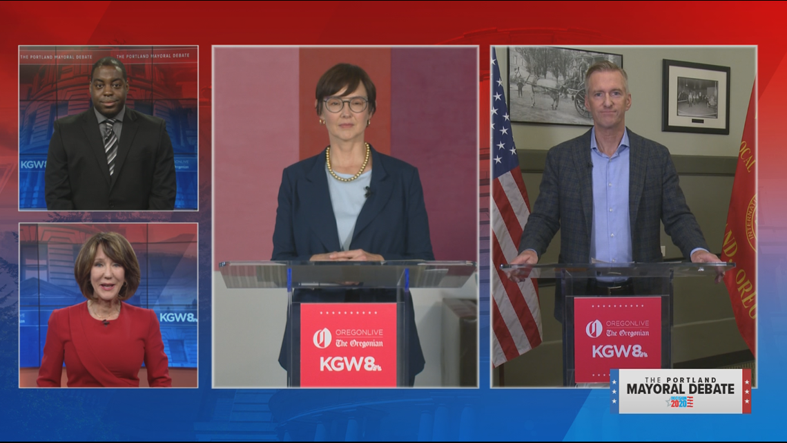 Portland Mayor Ted Wheeler, challenger Sarah Iannarone debate | kgw.com