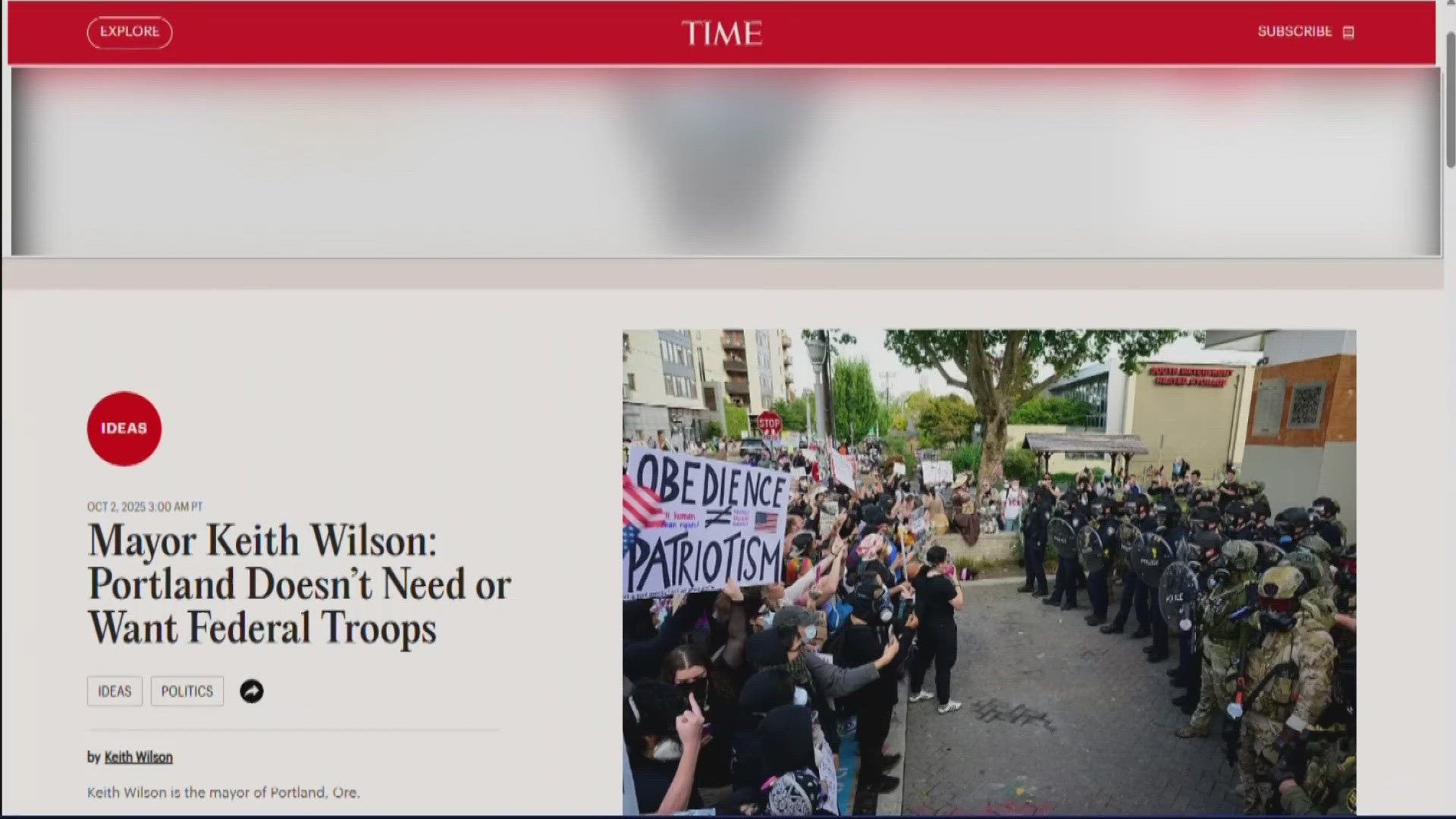 Portland mayor pens TIME Magazine editorial on federal troop ...
