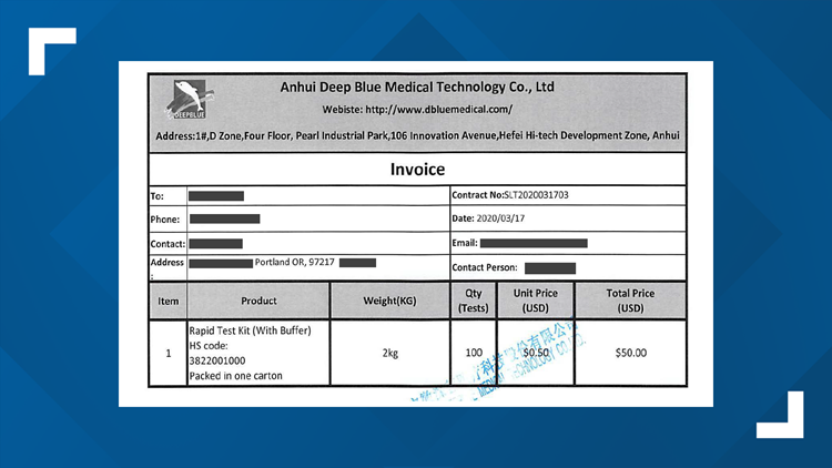 FDA seized coronavirus test kits shipped to Oregon from China | kgw.com