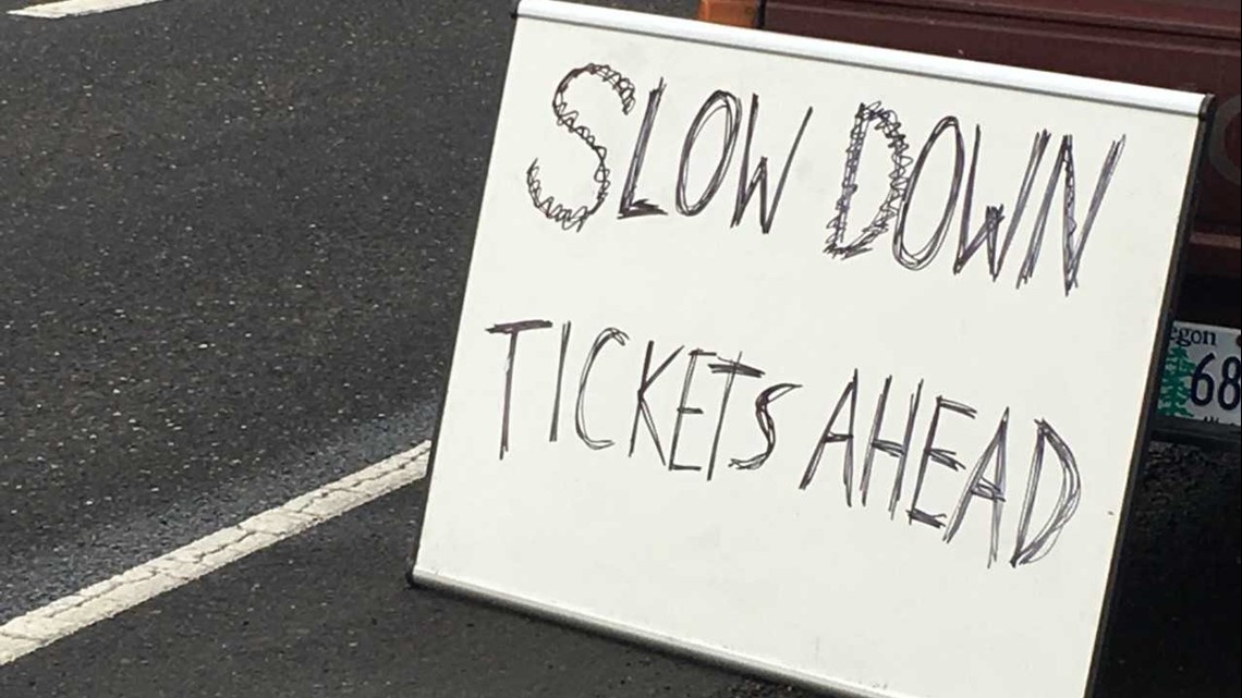 ‘Slow down, tickets ahead’: Makeshift sign warns drivers of police ...