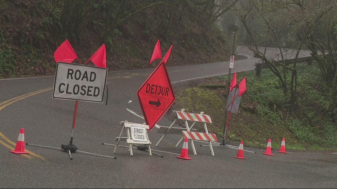Road closures continue into Monday as landslides, sinkhole and downed ...