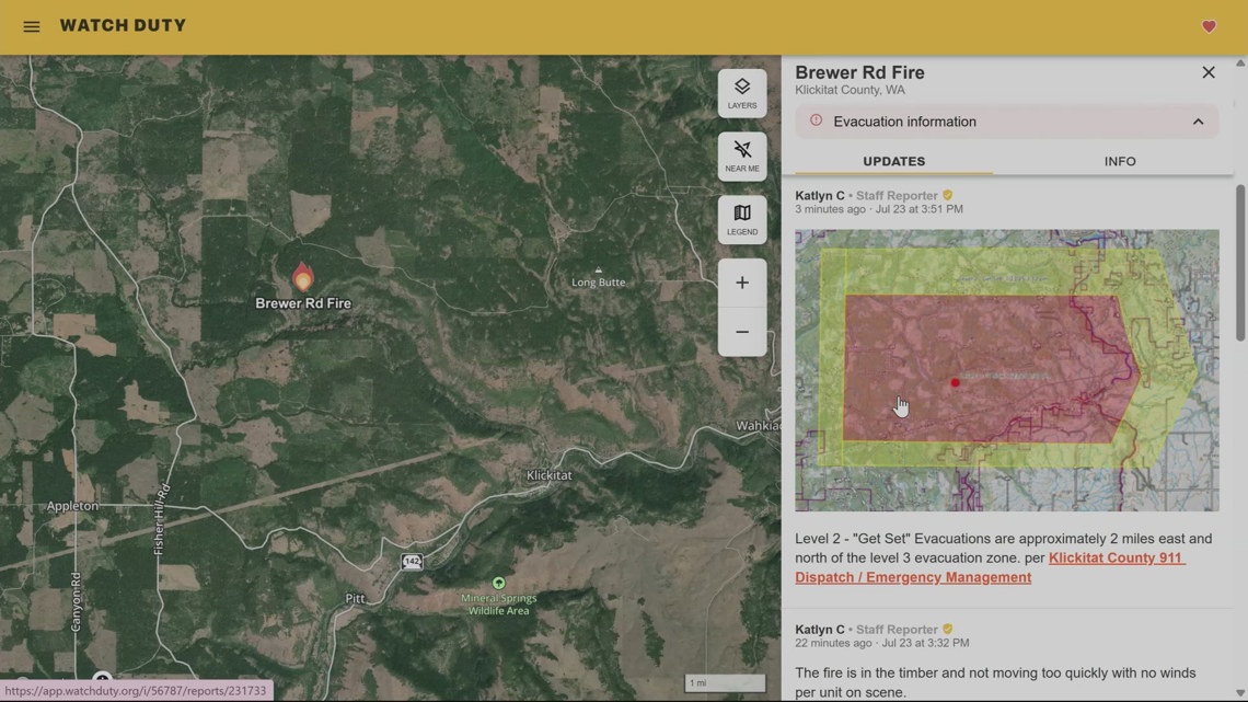 Level 3 evacuations issued for Klickitat, Wahkiacus due to brush fire ...