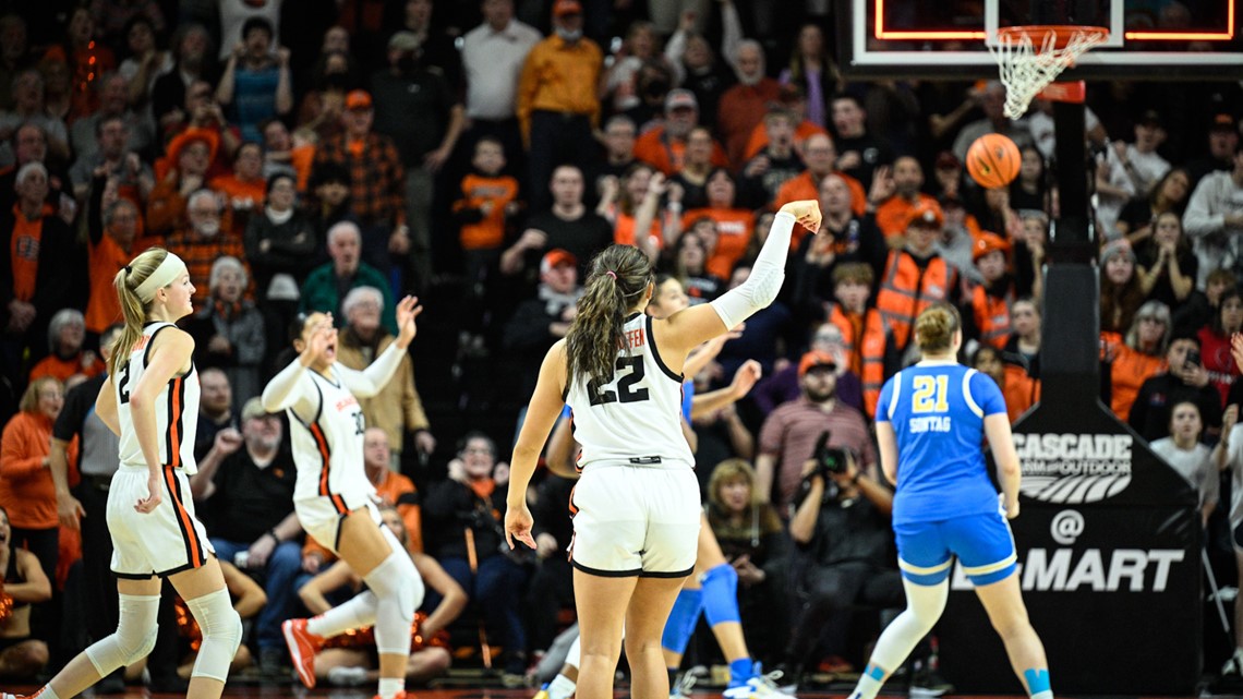 Talia von Oelhoffen hits 3-pointer to lead Oregon Beavers to win | kgw.com
