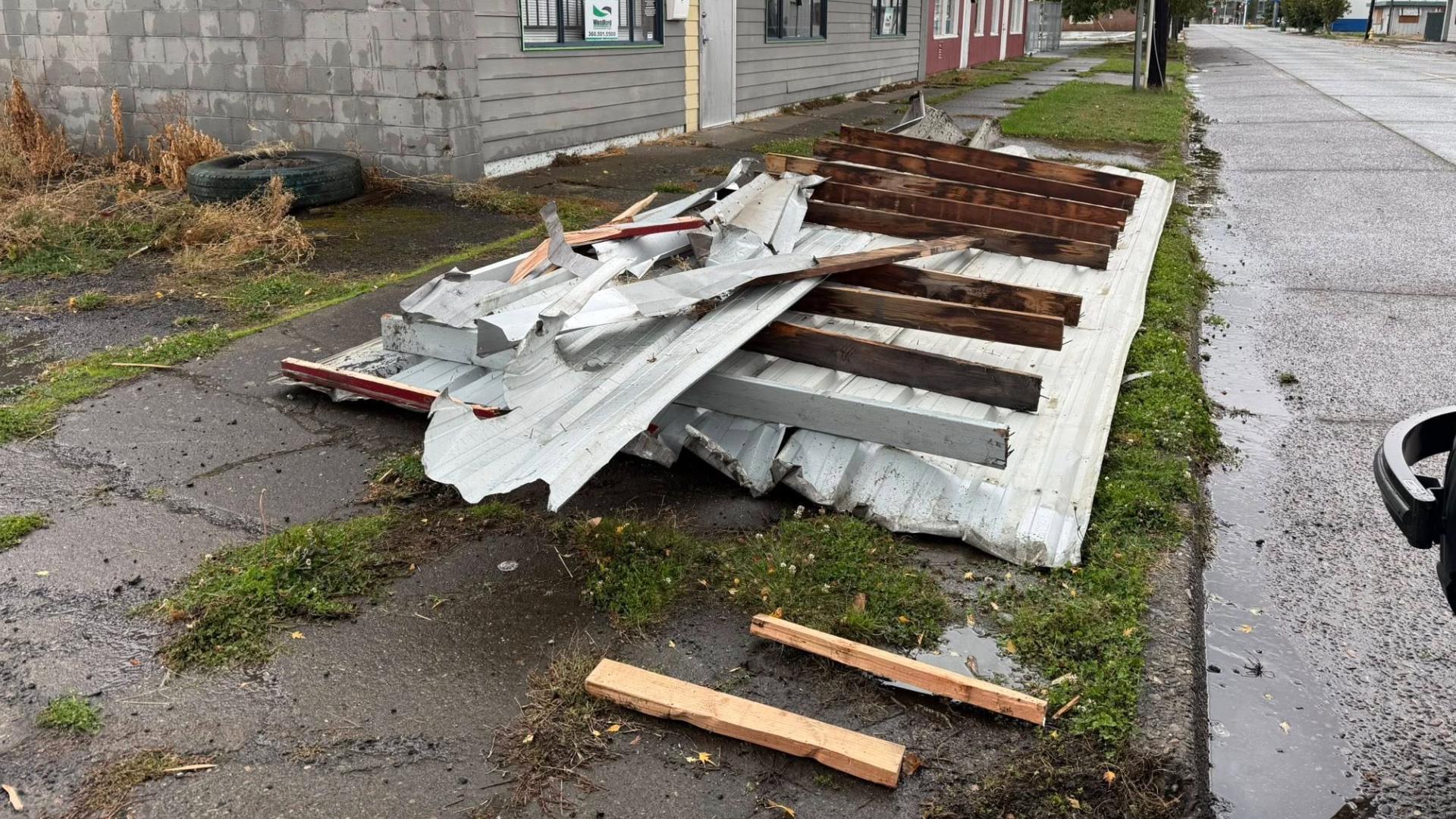 Possible tornado rips roof off Longview building, damages homes | kgw.com