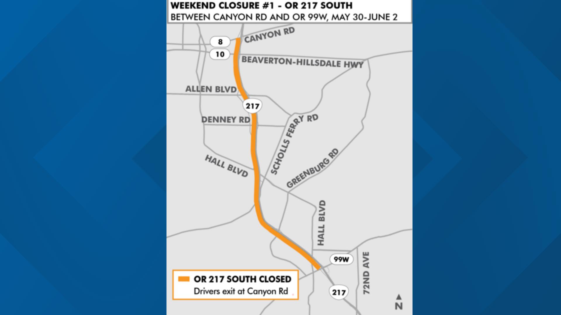 Parts of southbound OR 217 Reopens early after weekend construction ...