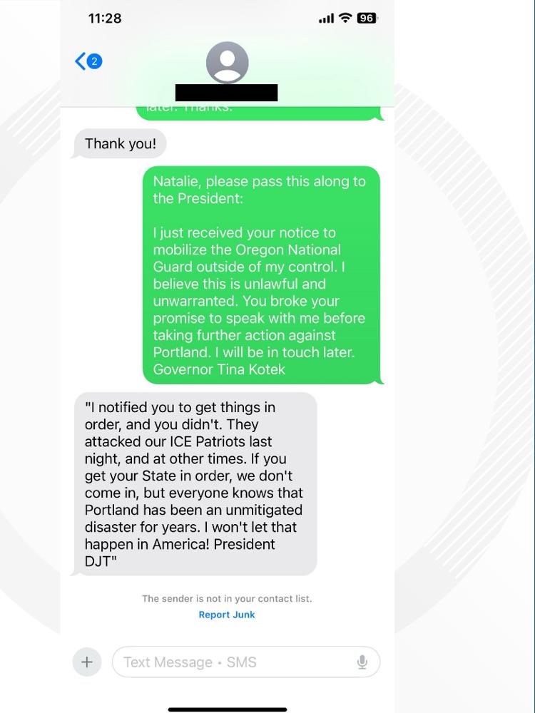 Kotek, Trump aide exchange texts ahead of Portland National Guard ...