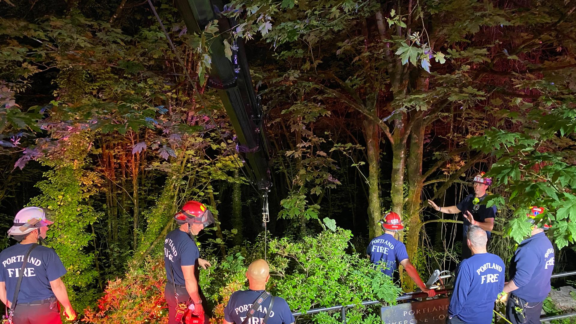Portland fire crews rescue man who fell down steep slope | kgw.com