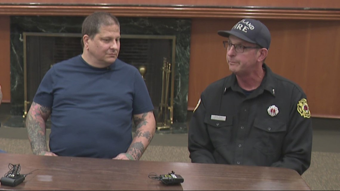 Portland man reunites with fire crew who helped save his life | kgw.com