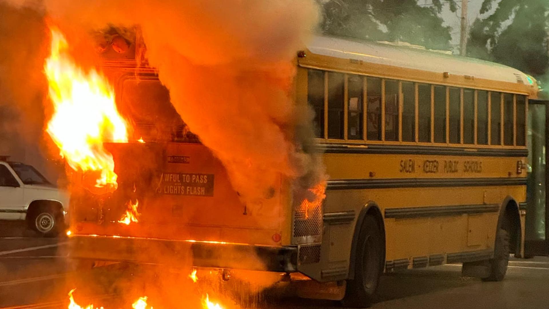 School bus catches fire in Salem; 7 children evacuated | kgw.com
