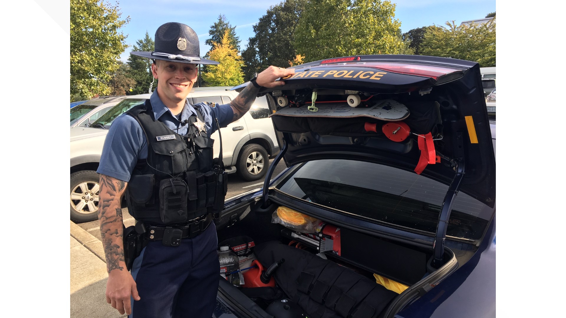 Skateboarding OSP trooper riding to help design, fund skatepark | kgw.com