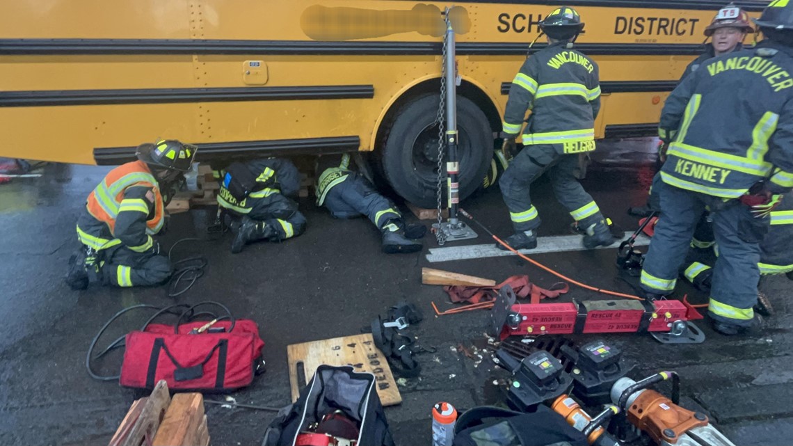 Boy on bike pinned under school bus in Vancouver | kgw.com