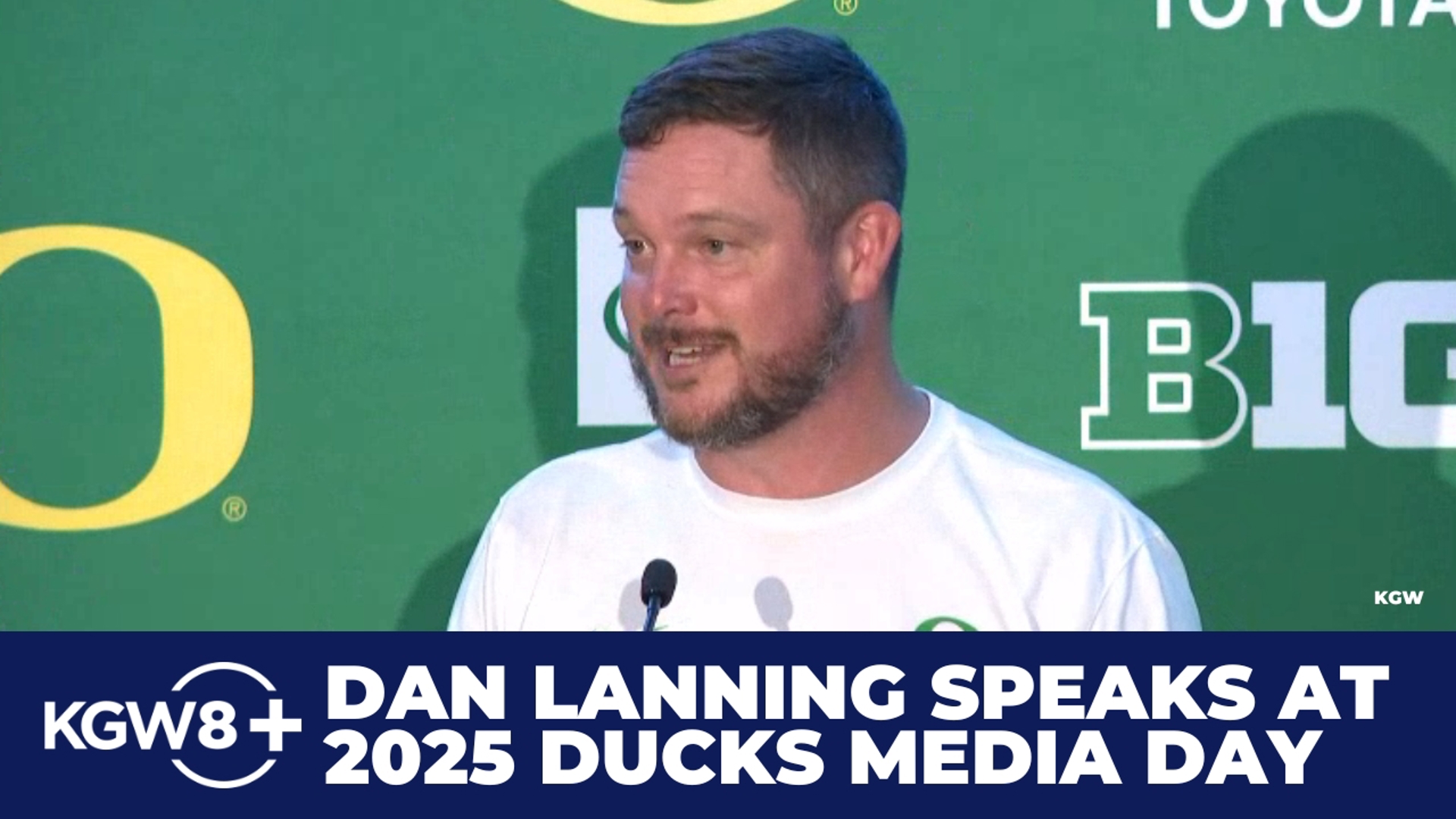 Dan Lanning talks fall camp, 2025 goals at Oregon Ducks Media Day | kgw.com