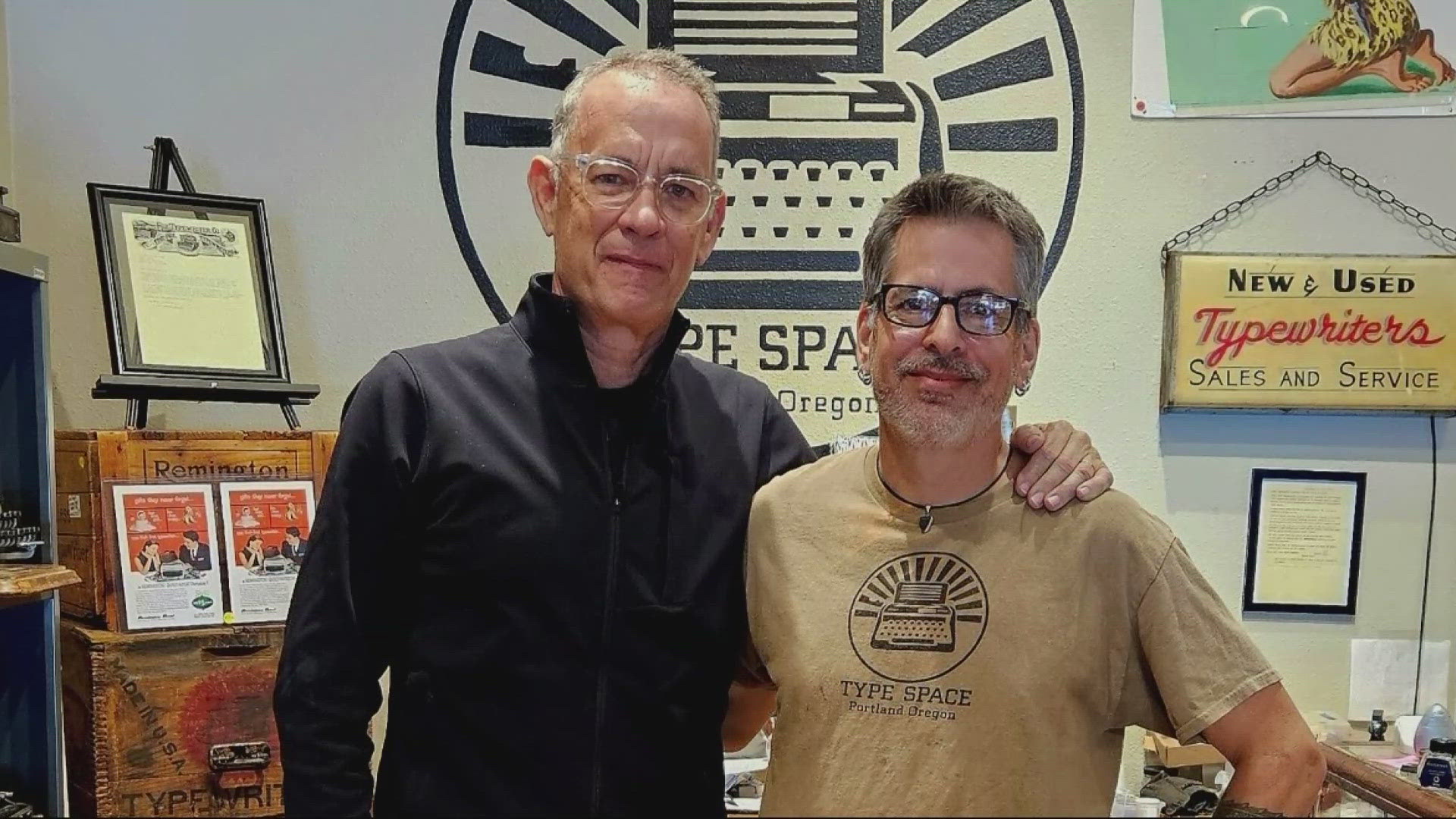 Tom Hanks delivers autographed typewriter to Portland shop | kgw.com