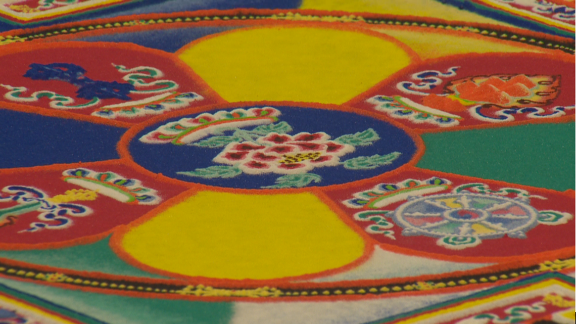 Buddhist monks create, then destroy sand mandala at Clark College | kgw.com