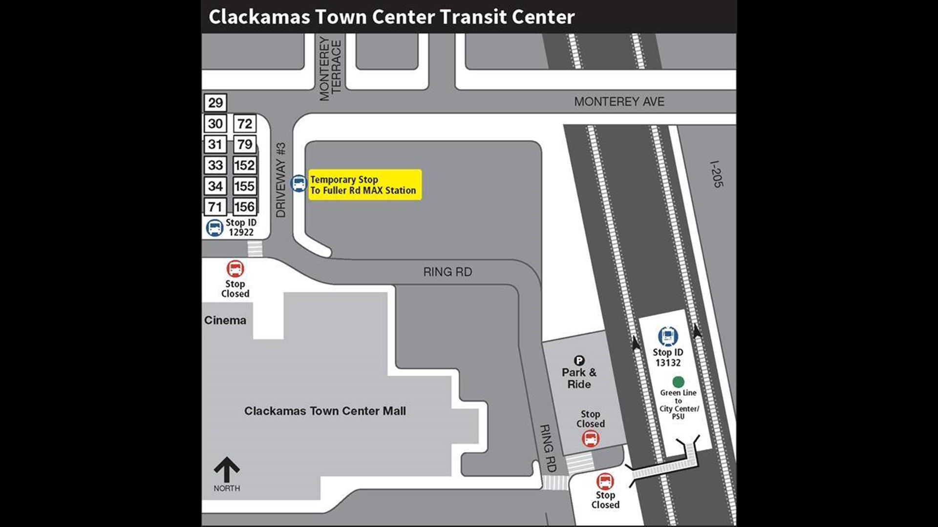 This weekend's bus detours at Clackamas Town Center | kgw.com