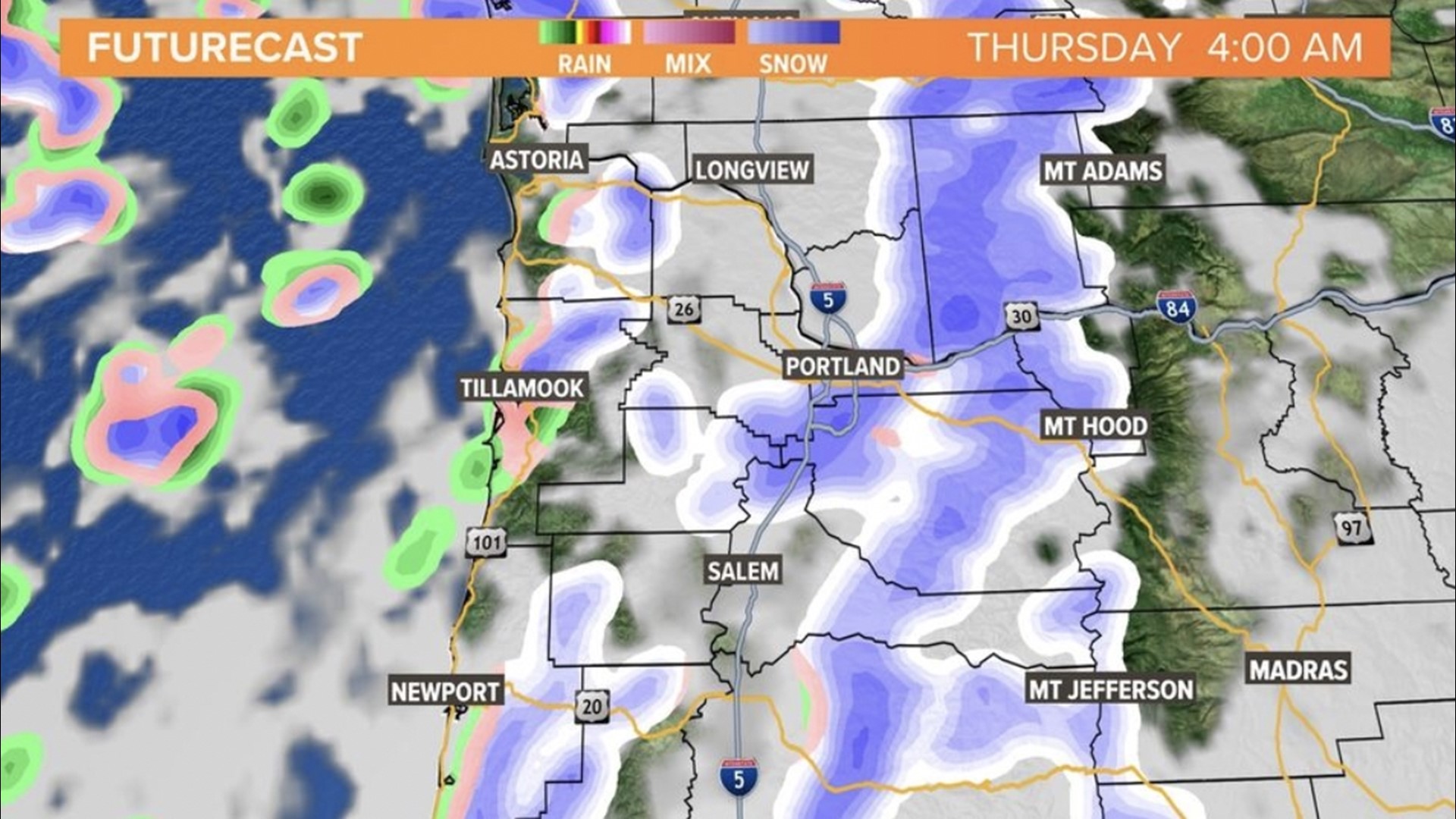 Portland weather: Snow accumulation Thursday morning unlikely | kgw.com