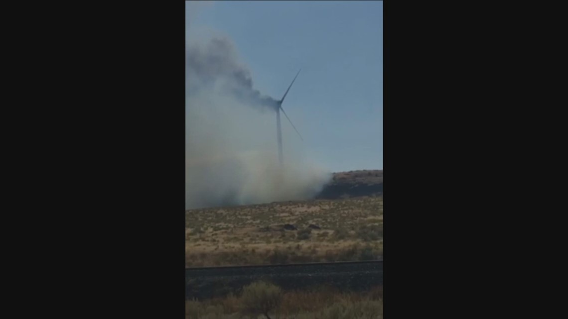 Wind turbine on fire near Arlington | kgw.com