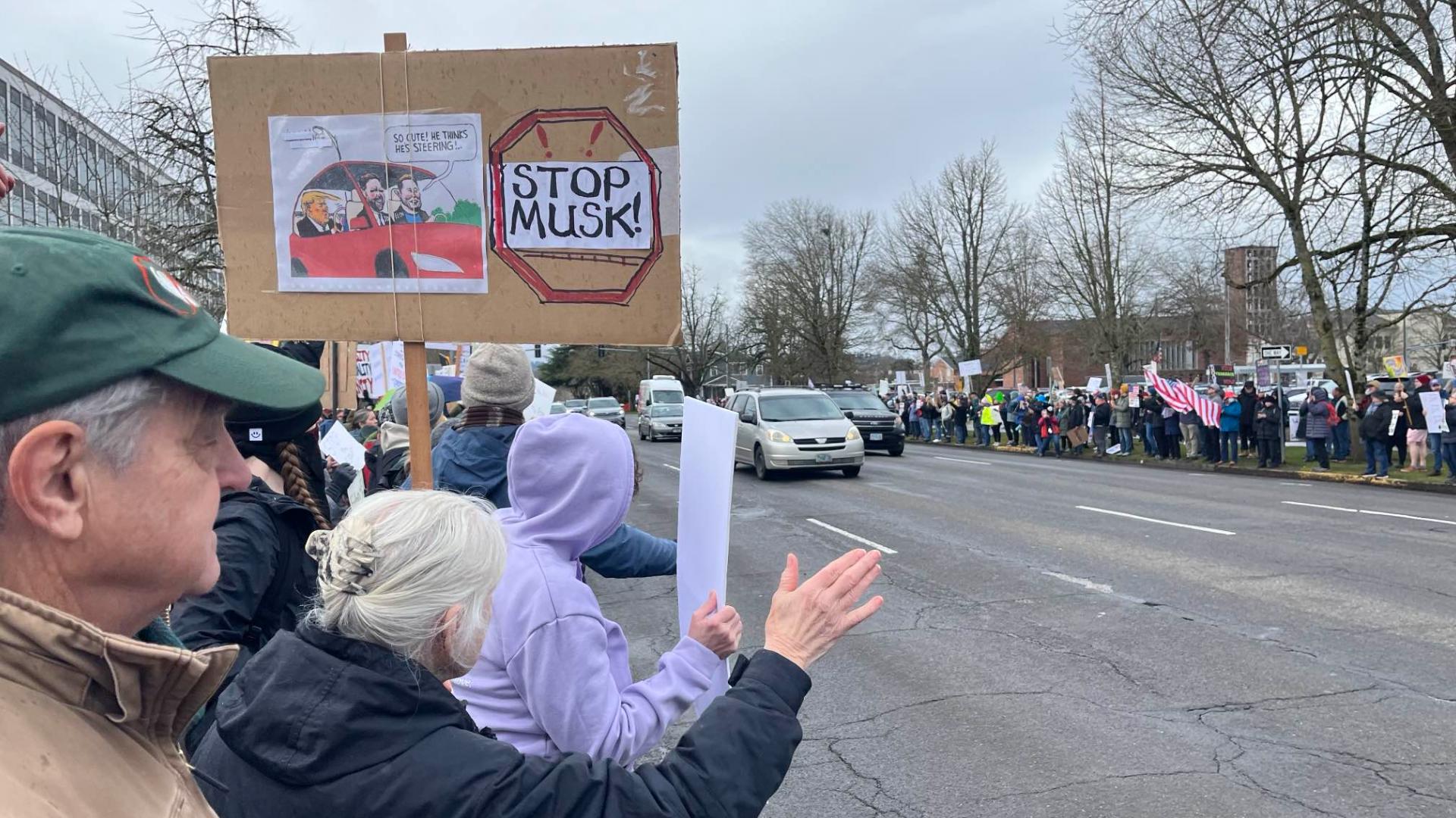 Protests against Trump and Musk held in Portland, Vancouver, Salem ...