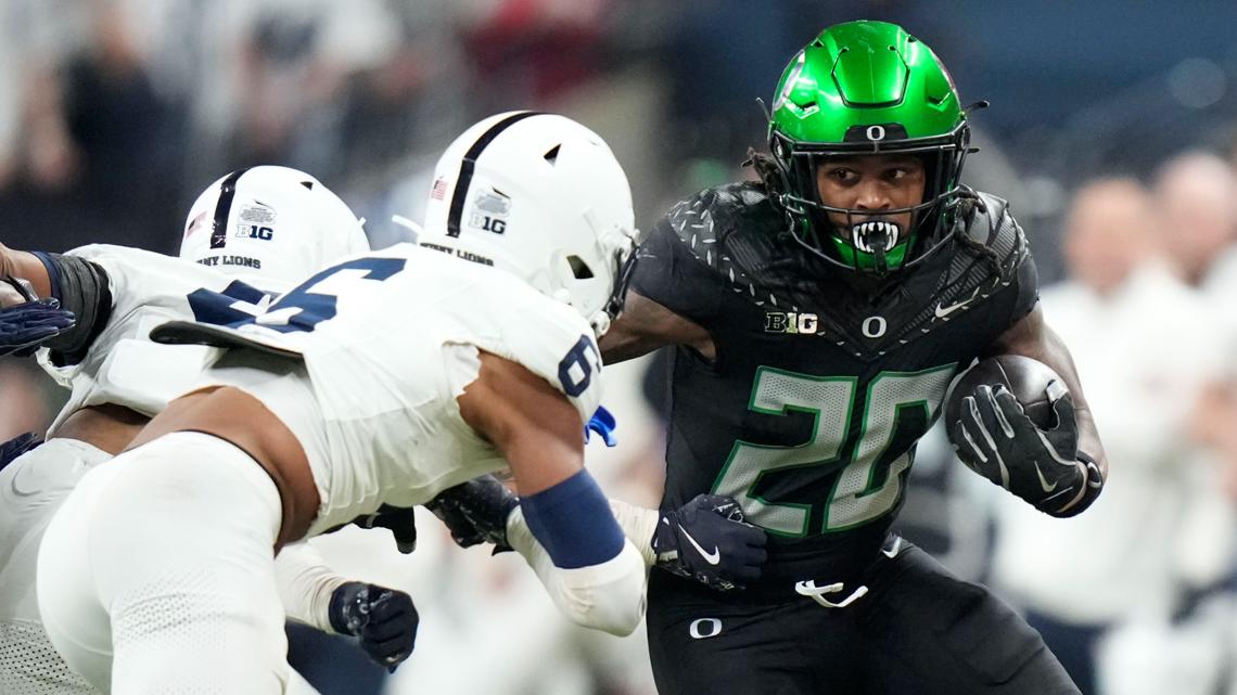 No. 1 Oregon beats No. 3 Penn State 45-37 to win Big Ten title game ...
