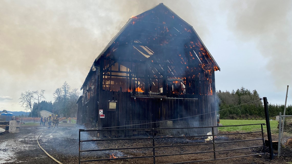 100-year-old barn near Cornelius damaged in fire | kgw.com