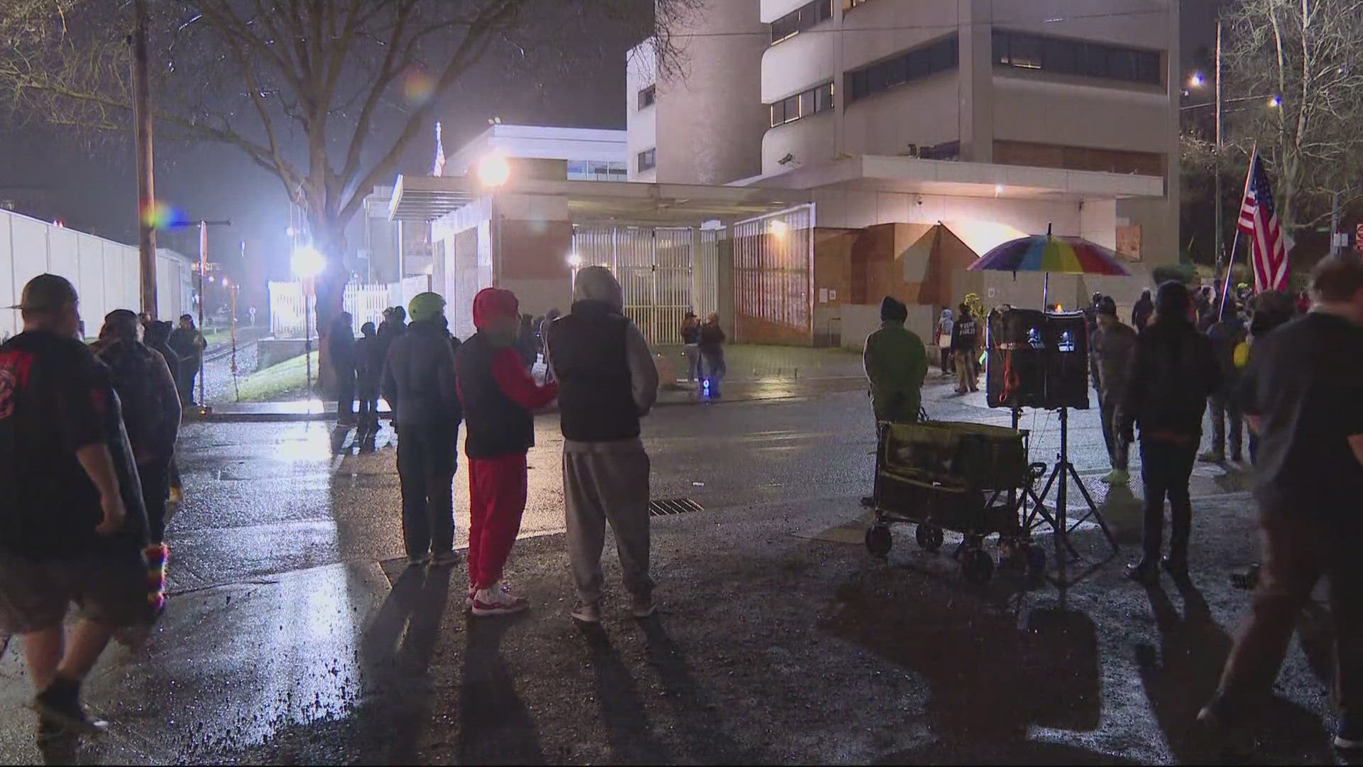 Demonstrators rally outside Portland ICE facility after Border Patrol ...