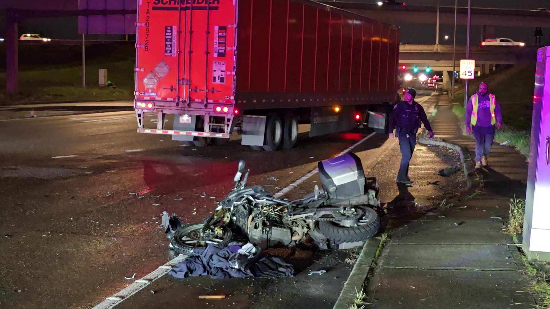 Northeast Airport Way closed after motorcyclist hurt in crash with ...