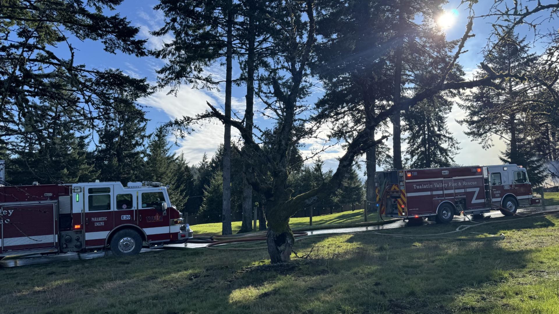 5 people and their pets displaced after two-alarm house fire in rural ...